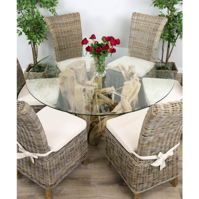 1.5m Java Root Dining Table with 6 Latifa Chairs - Sustainable Furniture
