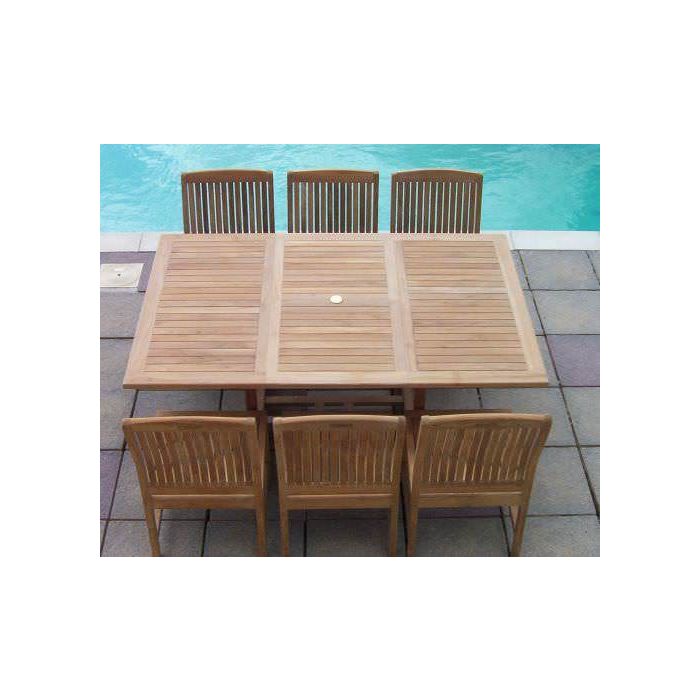 1.2m x 1.2m - 1.8m Teak Square Extending Table with 6 Marley Chairs ...
