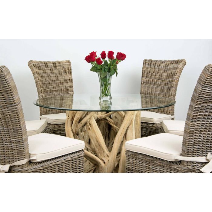 1.2m Java Root Circular Dining Table with 4 or 6 Latifa Chairs ...