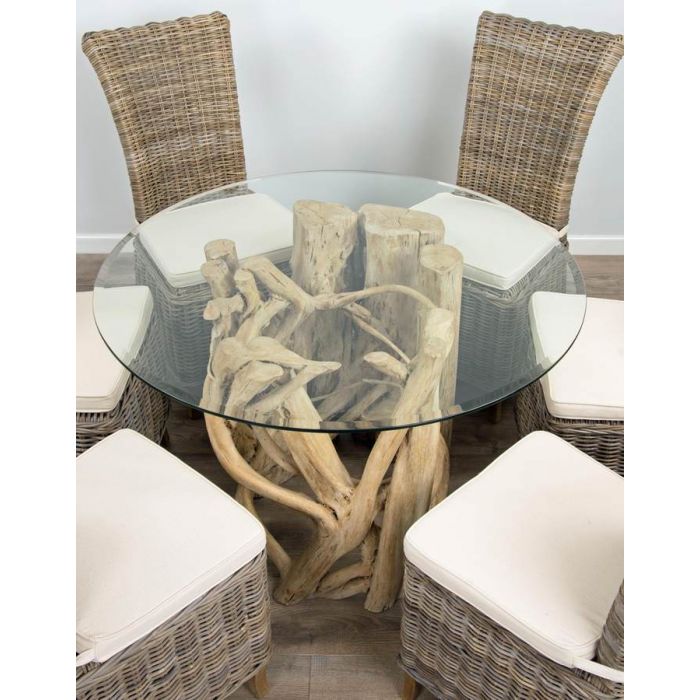 1.2m Java Root Circular Dining Table with 4 or 6 Latifa Chairs ...
