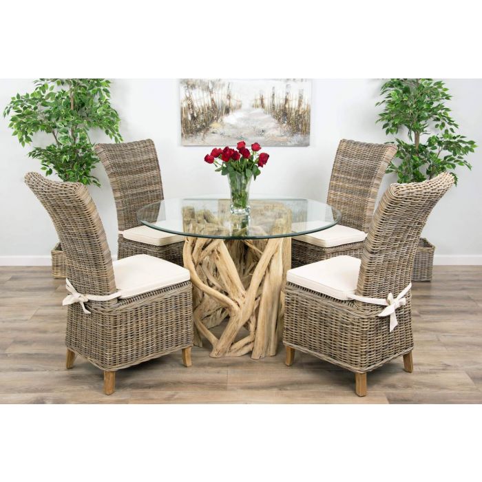 1.2m Java Root Circular Dining Table with 4 or 6 Latifa Chairs ...
