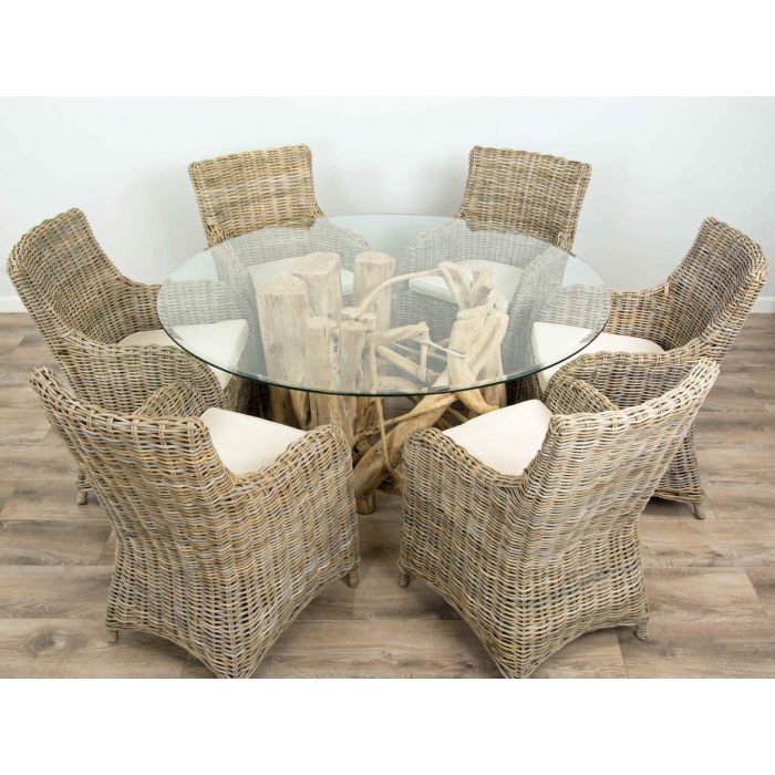 1.5m Java Root Dining Table with 6 Donna Chairs - Sustainable Furniture