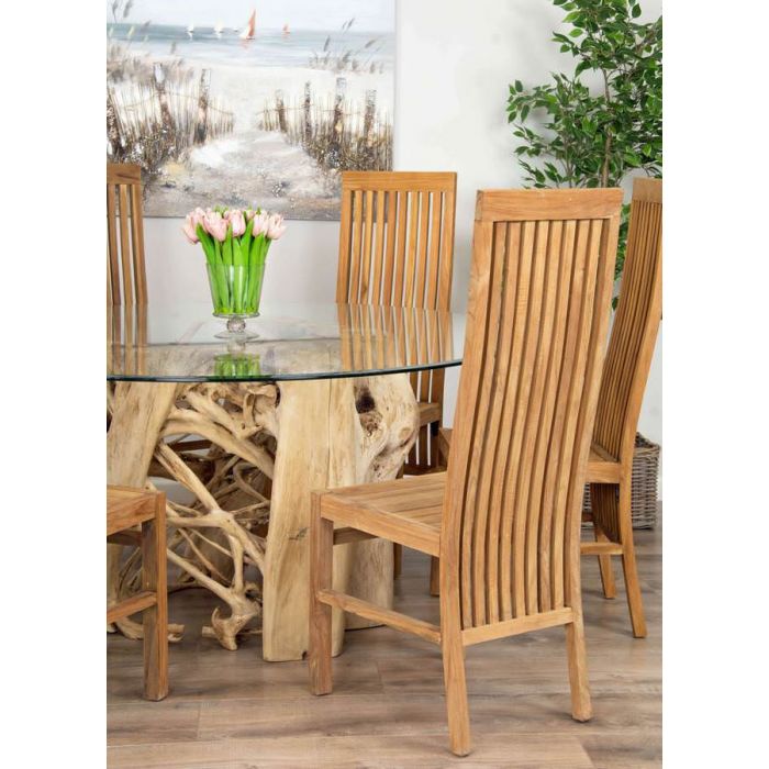 1.5m Java Root Circular Dining Table with 6 Vikka Chairs - Sustainable ...