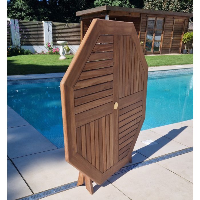 1.2m Teak Octagonal Folding Table with 6 Marley Chairs - Sustainable ...