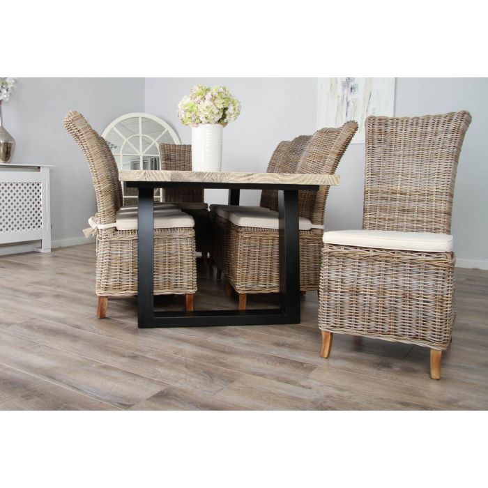 2.4m Reclaimed Pine Industrial Chic Cubex Table with Black Legs and ...