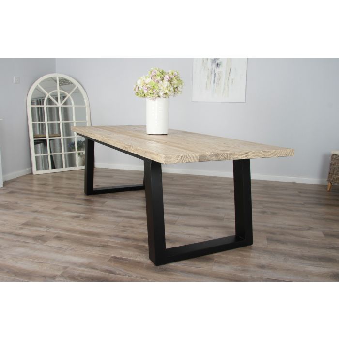 2.4m Reclaimed Pine Industrial Chic Cubex Table with Black Legs and ...