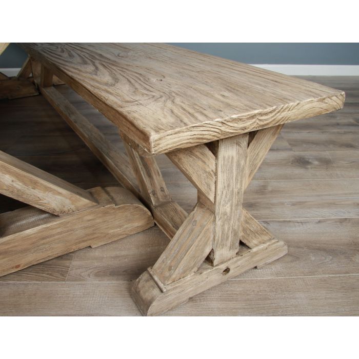2.4m Reclaimed Pine Cross Dining Bench - Sustainable Furniture