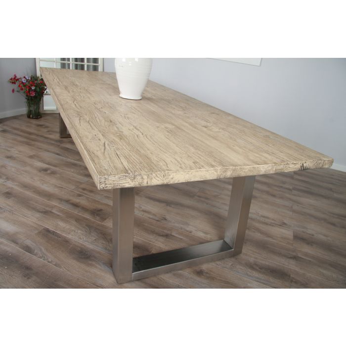 3m Reclaimed Pine Industrial Chic Table - Stainless Steel Legs ...