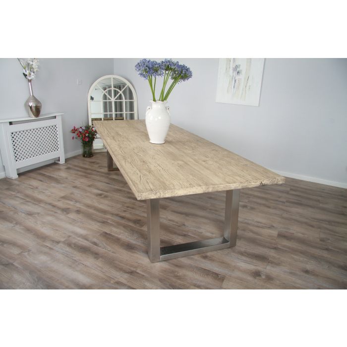 3m Reclaimed Pine Industrial Chic Table - Stainless Steel Legs ...