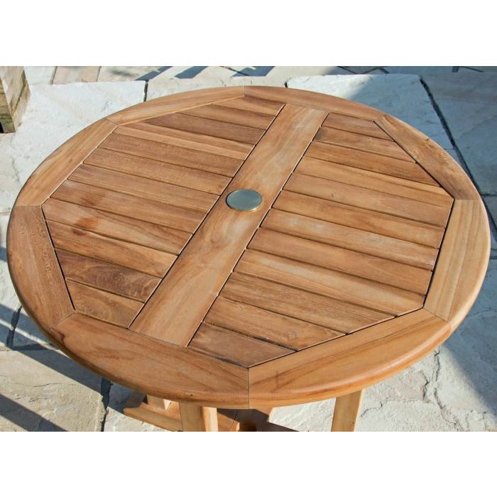 80cm Circular Pedestal Teak Garden Table - Sustainable Furniture