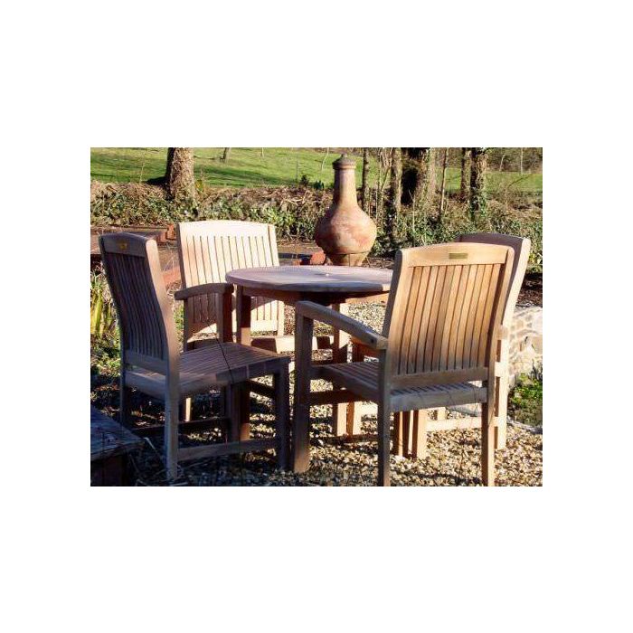 80cm Circular Fixed Table with 4 Marley Chairs - Sustainable Furniture