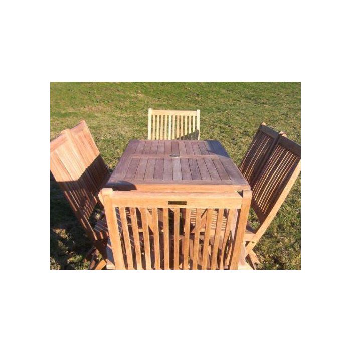 1.2m Teak Rectangular Folding Table with 6 Kiffa Chairs - Sustainable ...