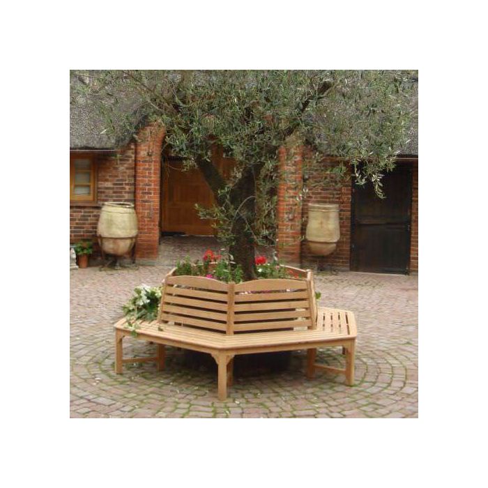2.5m Hexagonal Teak Tree Seat - Sustainable Furniture