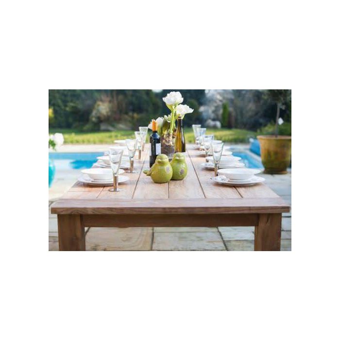 Reclaimed Teak Open Slatted Dining Table 3m - Sustainable Furniture