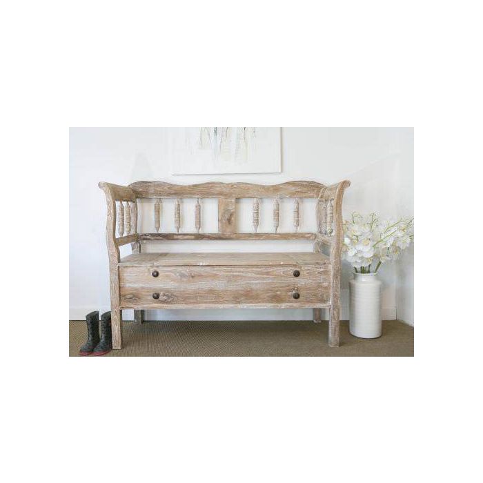 Reclaimed Teak Country Bench with Storage compartment - Sustainable ...