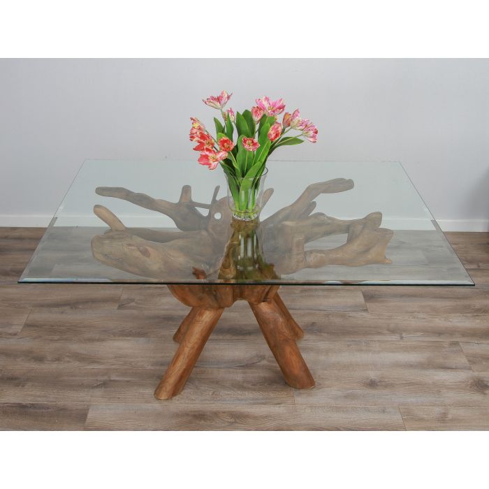 1.5m x 1.2m Reclaimed Teak Root Rectangular Dining Table - Sustainable ...
