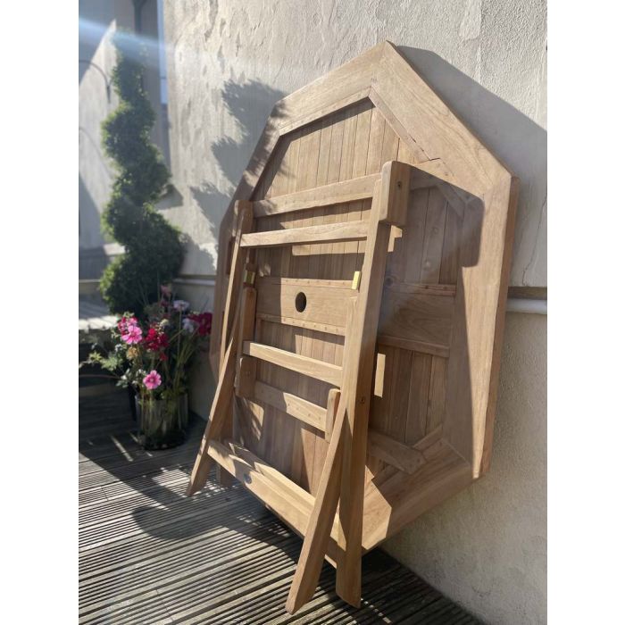 1m Teak Octagonal Folding Table with 2 Classic Folding Chairs & 2 ...