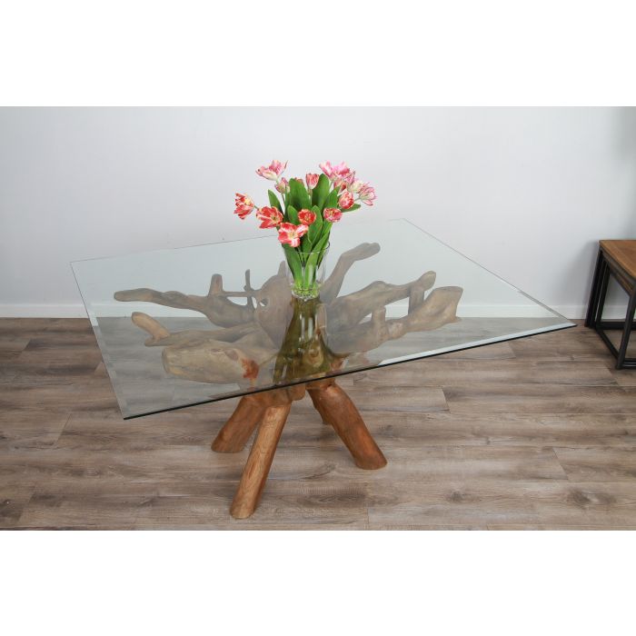 1.5m x 1.2m Reclaimed Teak Root Rectangular Dining Table - Sustainable ...