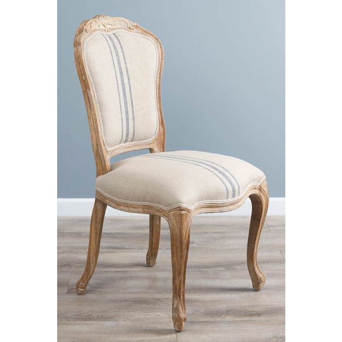 American Oak Grey Wash Beaumont Stripe Upholstered Chair - Sustainable ...