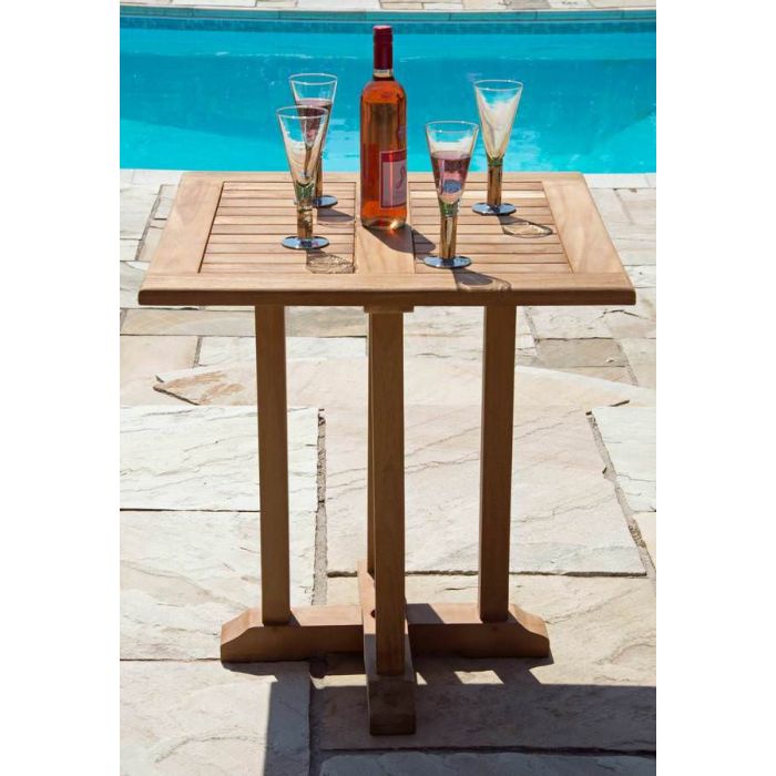 70cm Square Pedestal Teak Garden Table with 2 or 4 Kiffa Armchairs ...