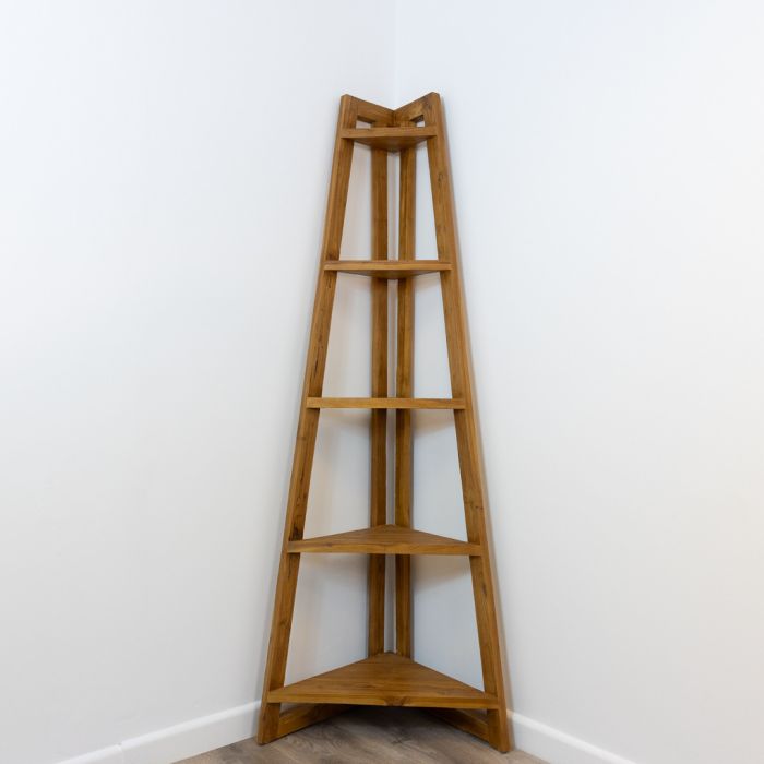 Reclaimed Teak Corner Ladder Shelf - Sustainable Furniture