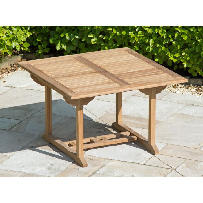 1m x 1.8m - 2.4m Teak Rectangular Extending Table with 8 Kiffa Folding ...