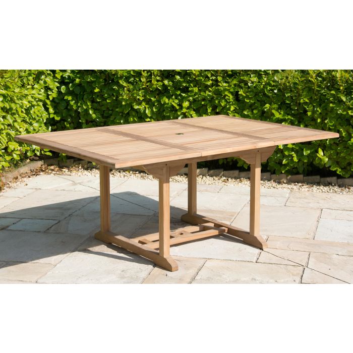 1m x 1.8m - 2.4m Teak Rectangular Extending Table with 8 Marley Chairs ...
