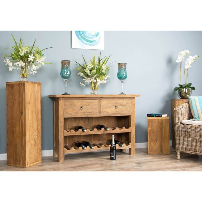 Reclaimed Teak Rustic Wine Rack Cabinet - Sustainable Furniture
