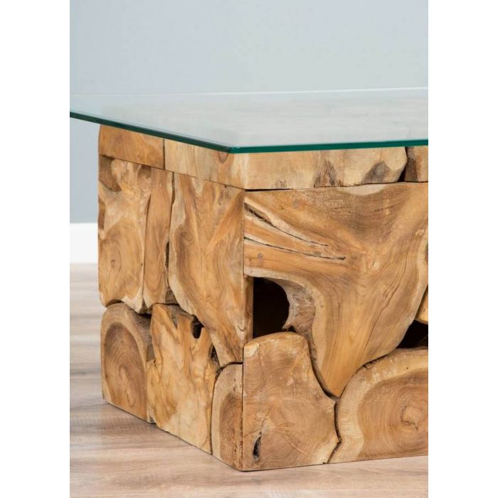 1.2m Reclaimed Teak Root Rectangular Block Coffee Table - Sustainable ...