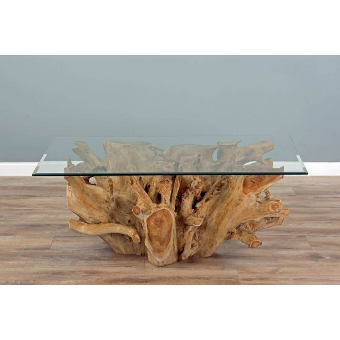 1.2m Reclaimed Teak Root Rectangular Coffee Table - Sustainable Furniture