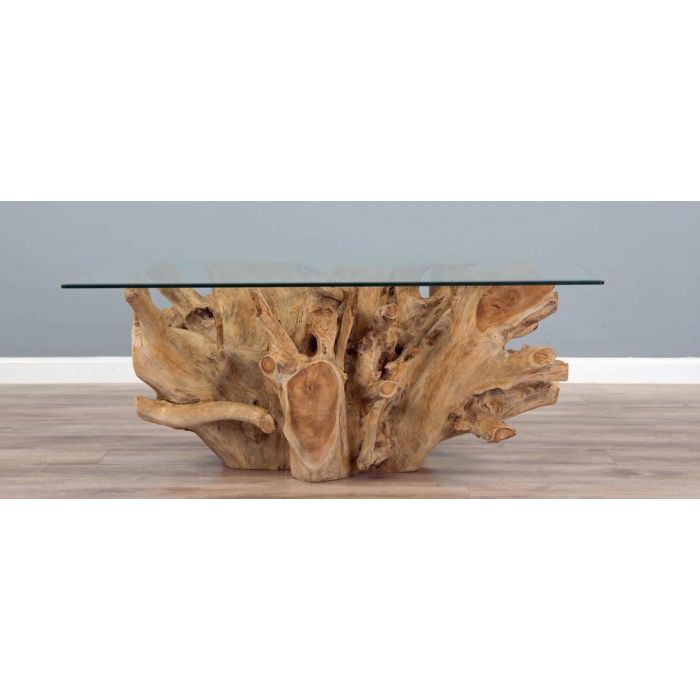 1.2m Reclaimed Teak Root Rectangular Coffee Table - Sustainable Furniture