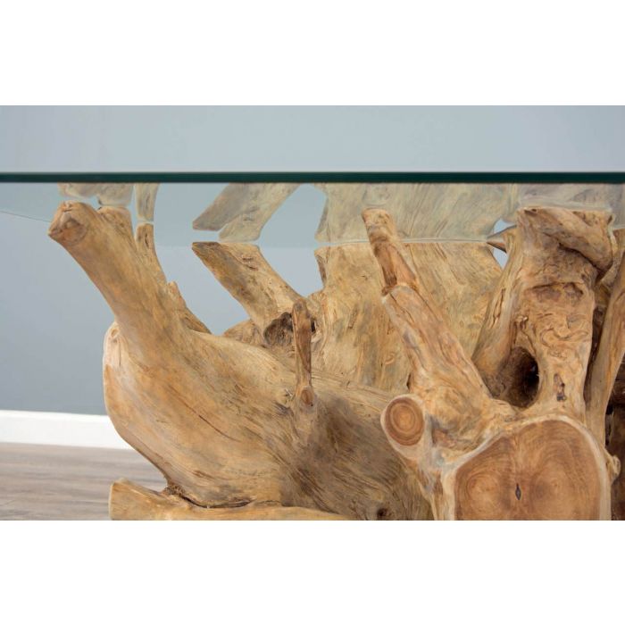 1.2m Reclaimed Teak Root Rectangular Coffee Table - Sustainable Furniture