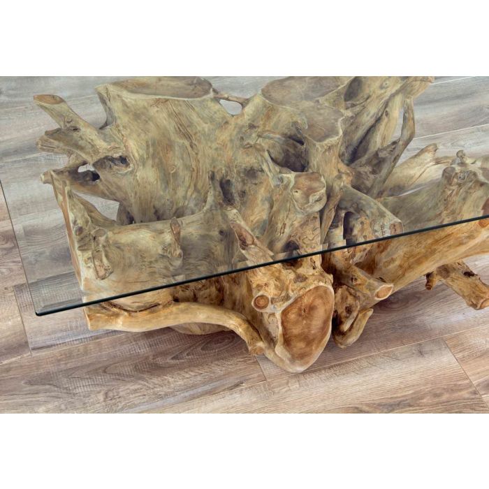 1.2m Reclaimed Teak Root Rectangular Coffee Table - Sustainable Furniture