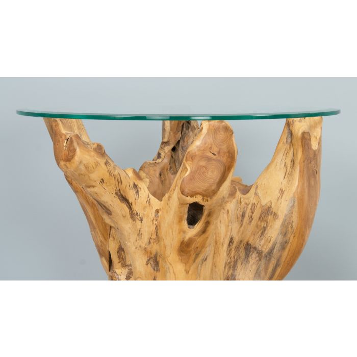 Reclaimed Teak Root Circular Side Table - Sustainable Furniture