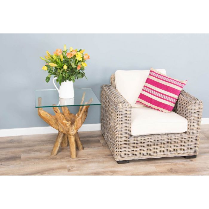 Reclaimed Teak Root Square Side Table - Sustainable Furniture