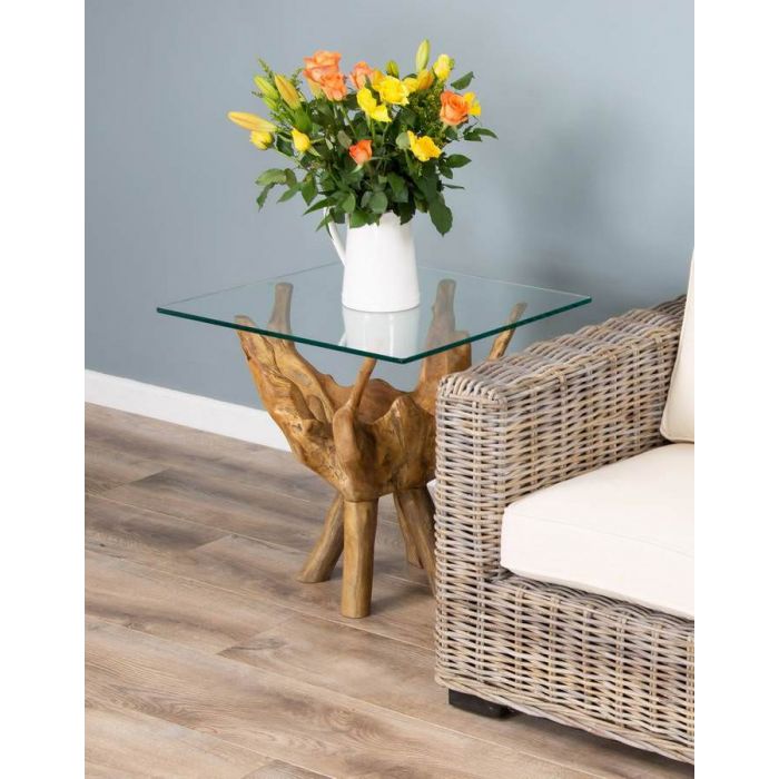 Reclaimed Teak Root Square Side Table - Sustainable Furniture