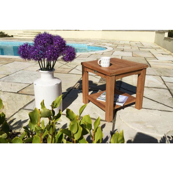 Teak Square Coffee Table Square with Shelf - Sustainable Furniture