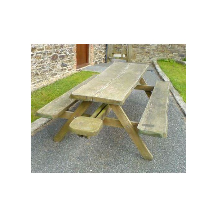 8' Whole Tree Picnic Bench - Sustainable Furniture