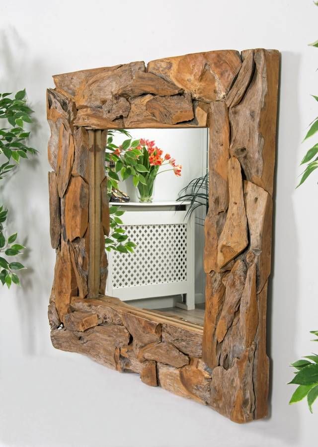 Reclaimed Teak Root Piece Square Mirror - 4 Sizes - Sustainable Furniture