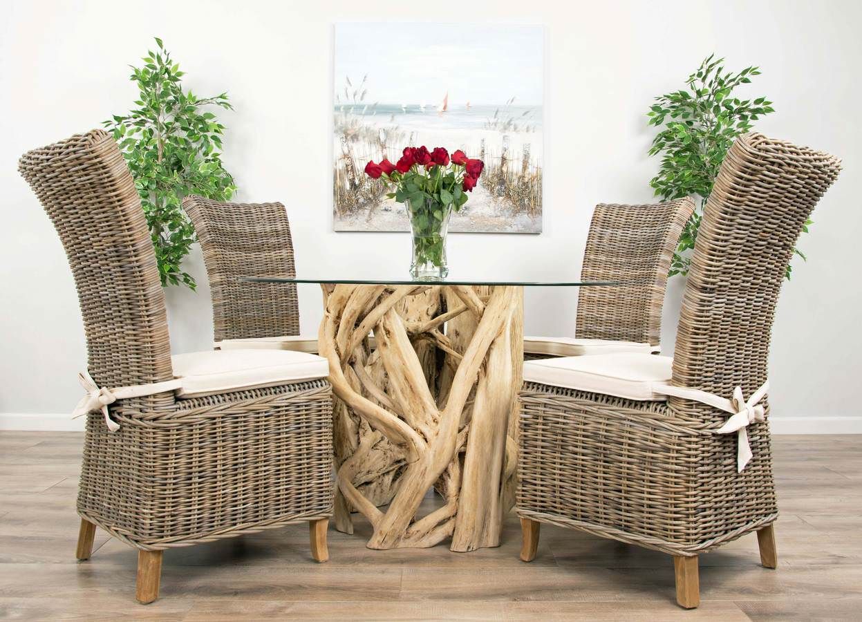 1.2m Java Root Circular Dining Table with 4 or 6 Latifa Chairs ...