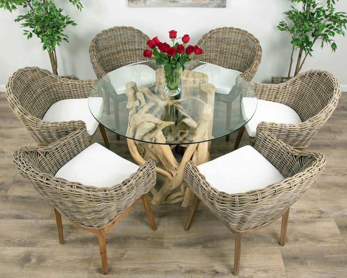 1.2m Java Root Circular Dining Table with 4 or 6 Scandi Armchairs ...