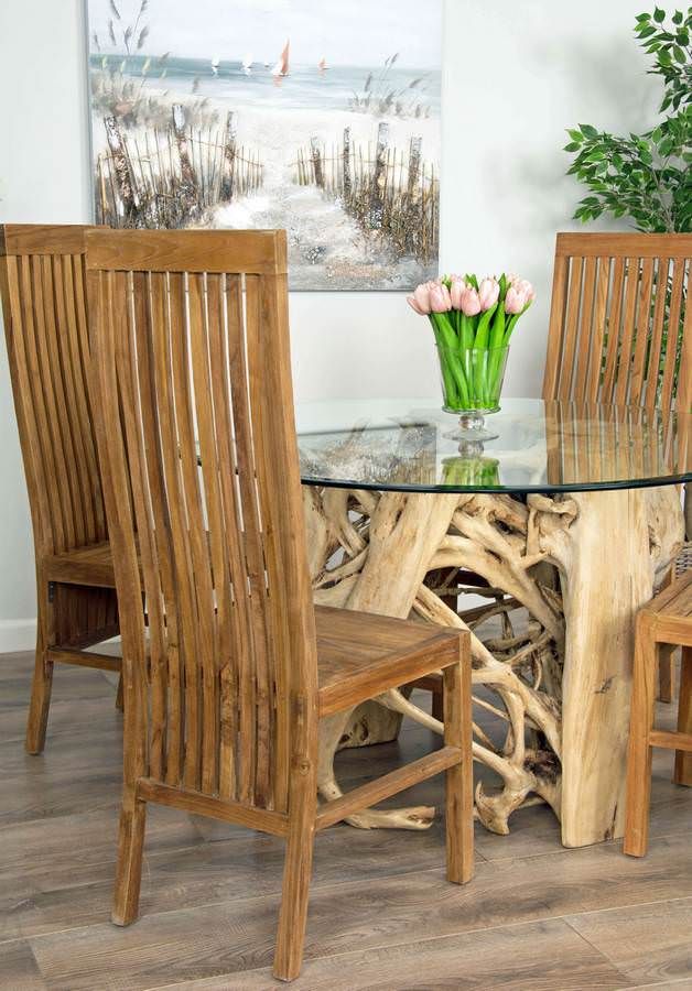 1.2 Java Root Circular Dining Table with 4 Vikka Chairs - Sustainable ...