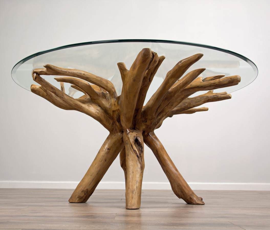 1.5m Reclaimed Teak Root Circular Dining Table - Sustainable Furniture