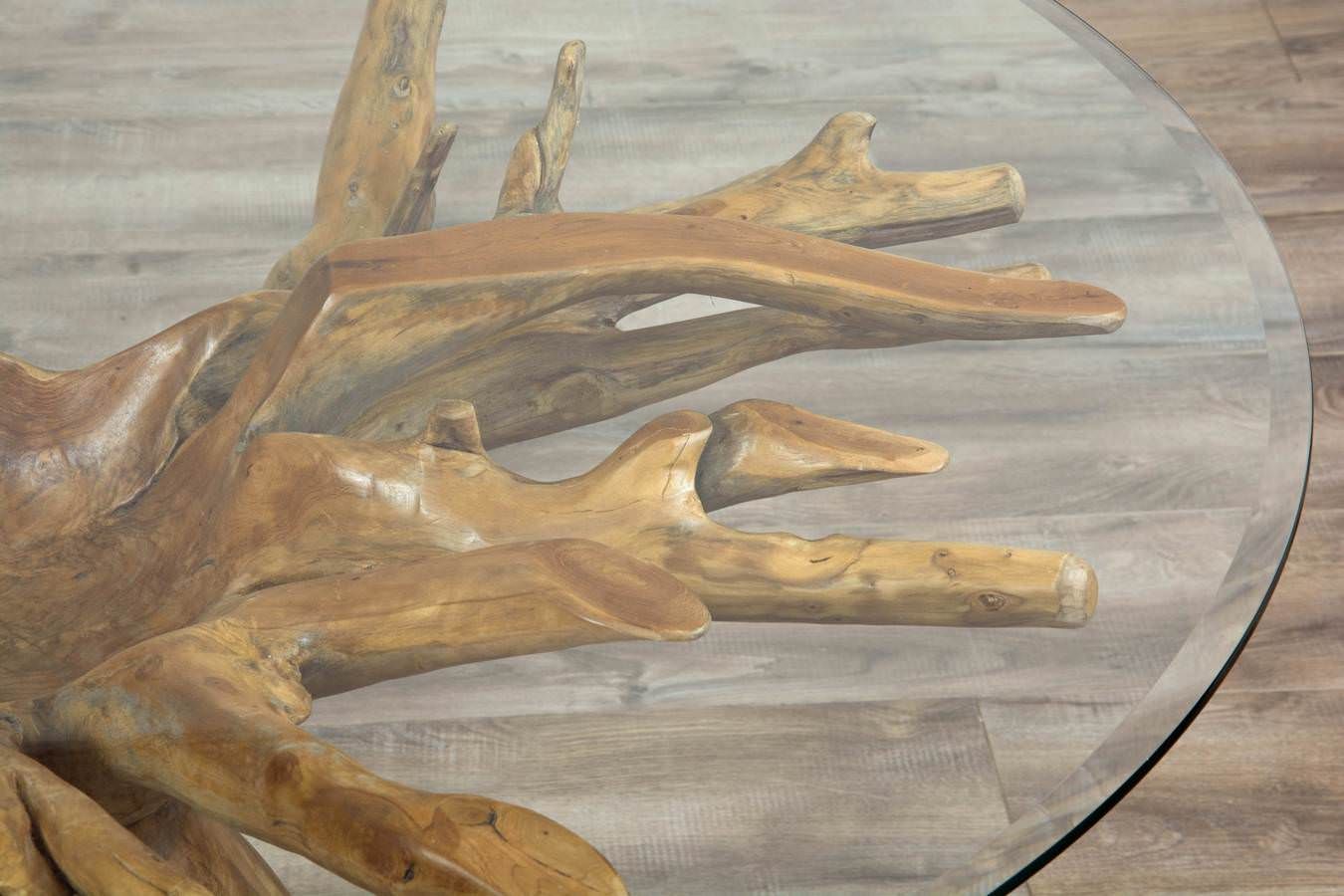 1.5m Reclaimed Teak Root Circular Dining Table - Sustainable Furniture