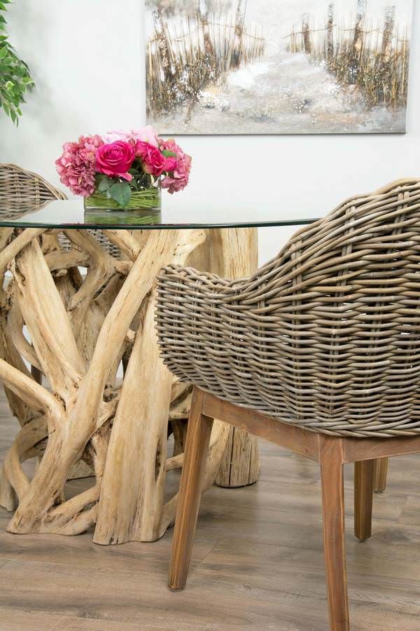 1.2m Java Root Circular Dining Table with 4 or 6 Scandi Armchairs ...