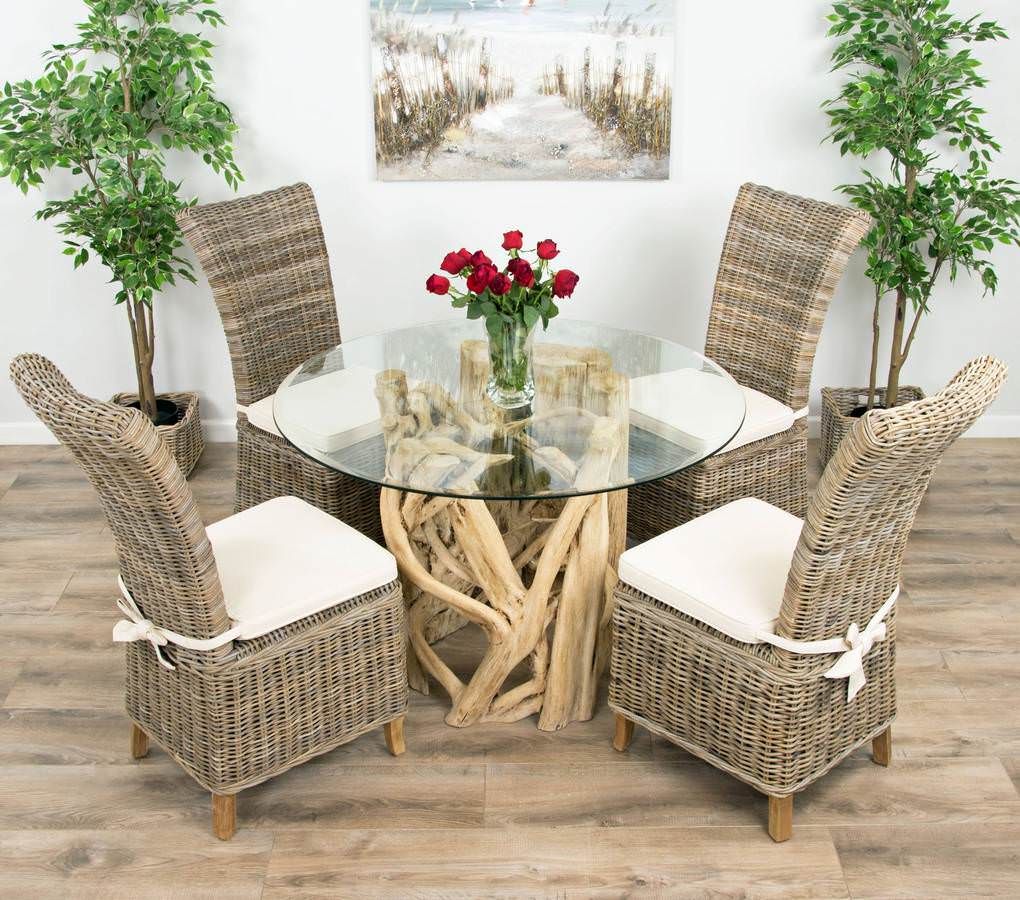 1.2m Java Root Circular Dining Table with 4 or 6 Latifa Chairs ...