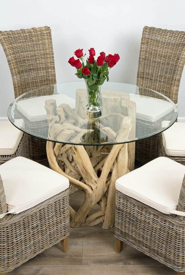 1.2m Java Root Circular Dining Table with 4 or 6 Latifa Chairs ...