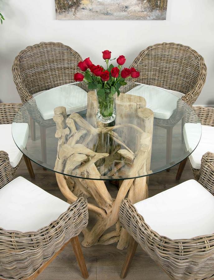1.2m Java Root Circular Dining Table with 4 or 6 Scandi Armchairs ...