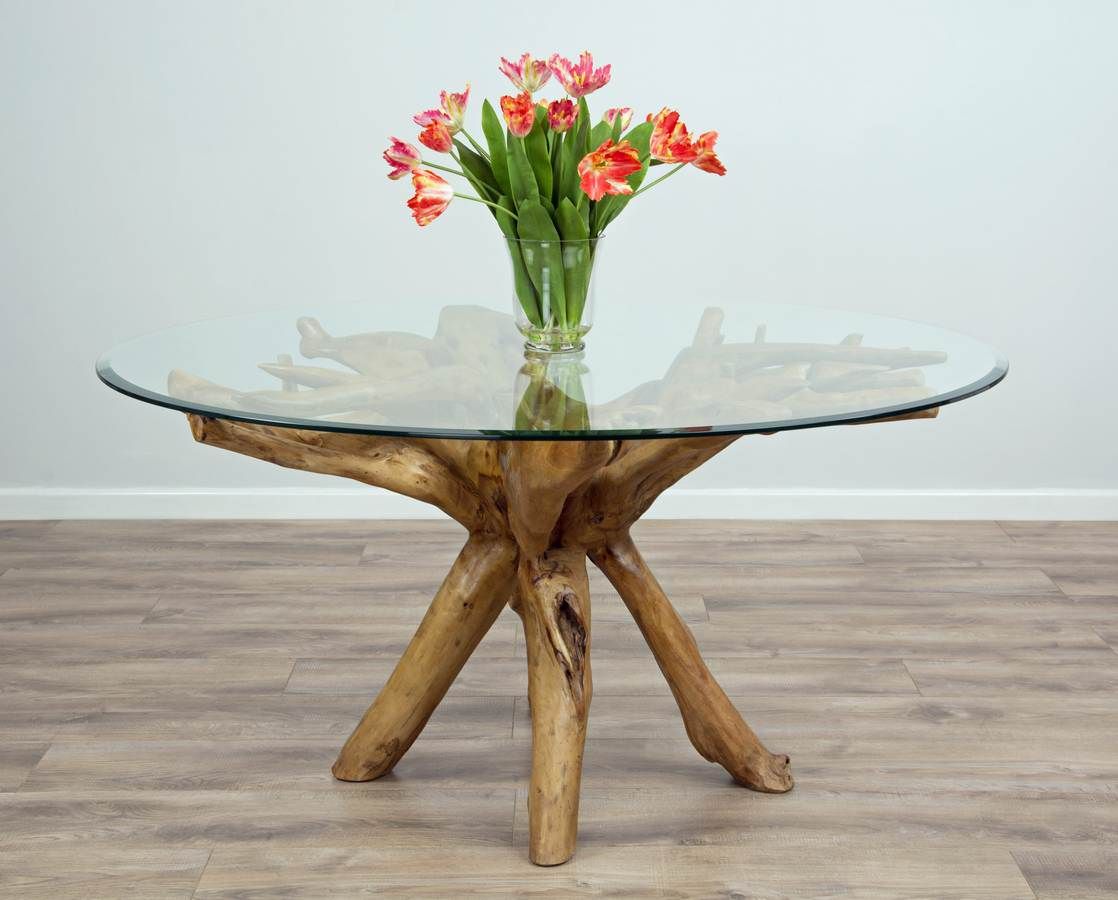 1.5m Reclaimed Teak Root Circular Dining Table - Sustainable Furniture