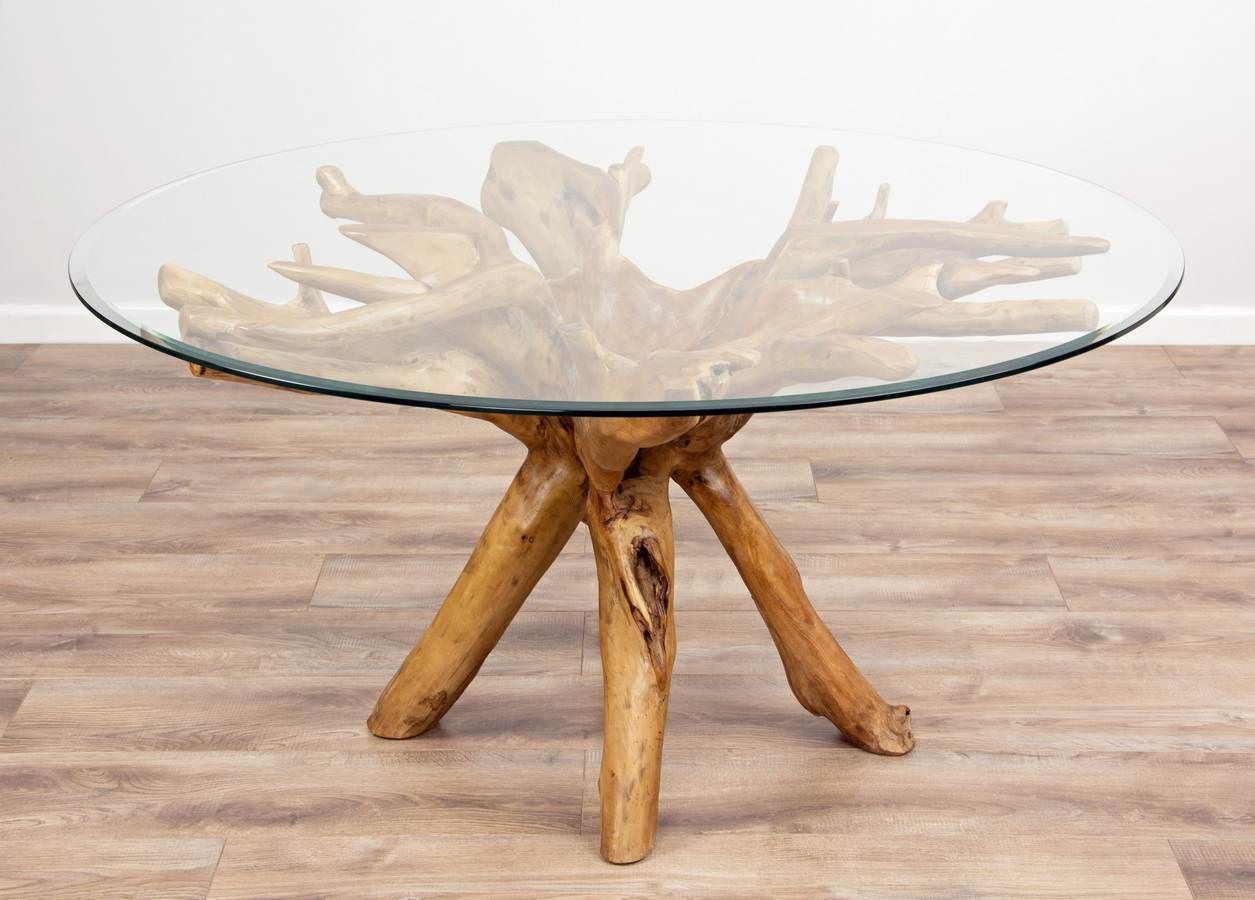 1.5m Reclaimed Teak Root Circular Dining Table - Sustainable Furniture